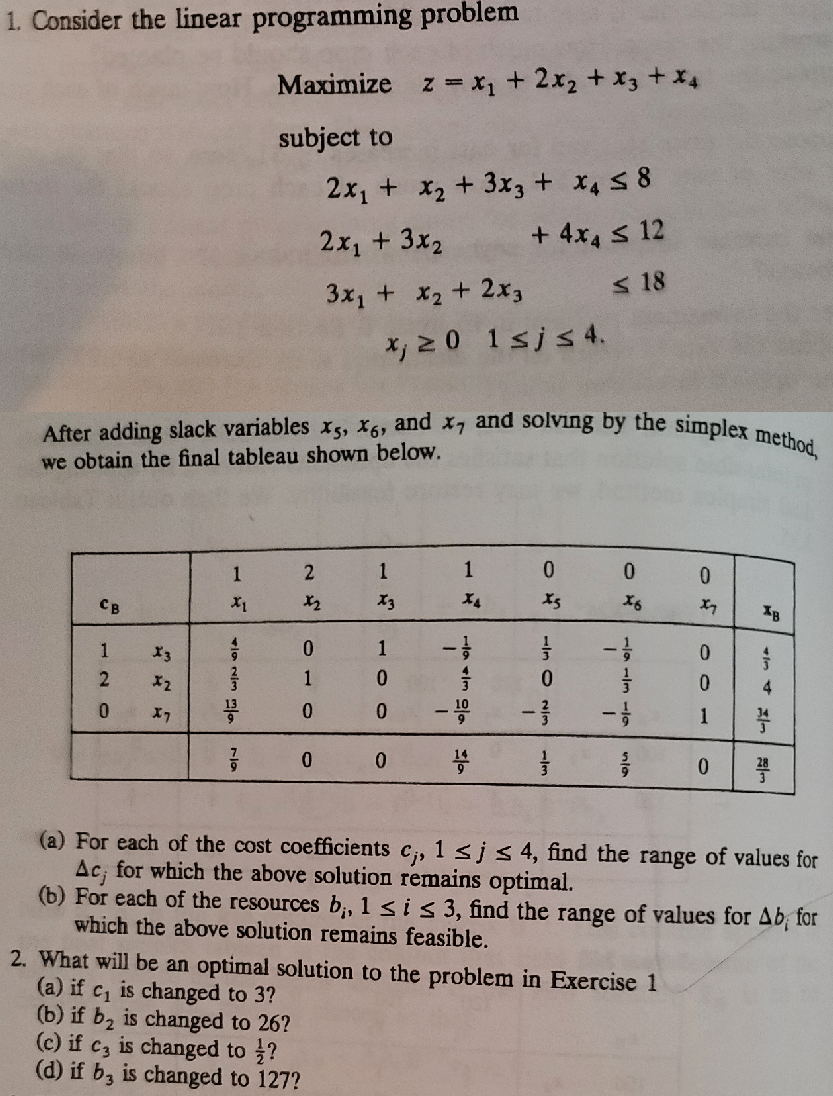 Solved 1. Consider the linear programming problem + Maximize | Chegg.com