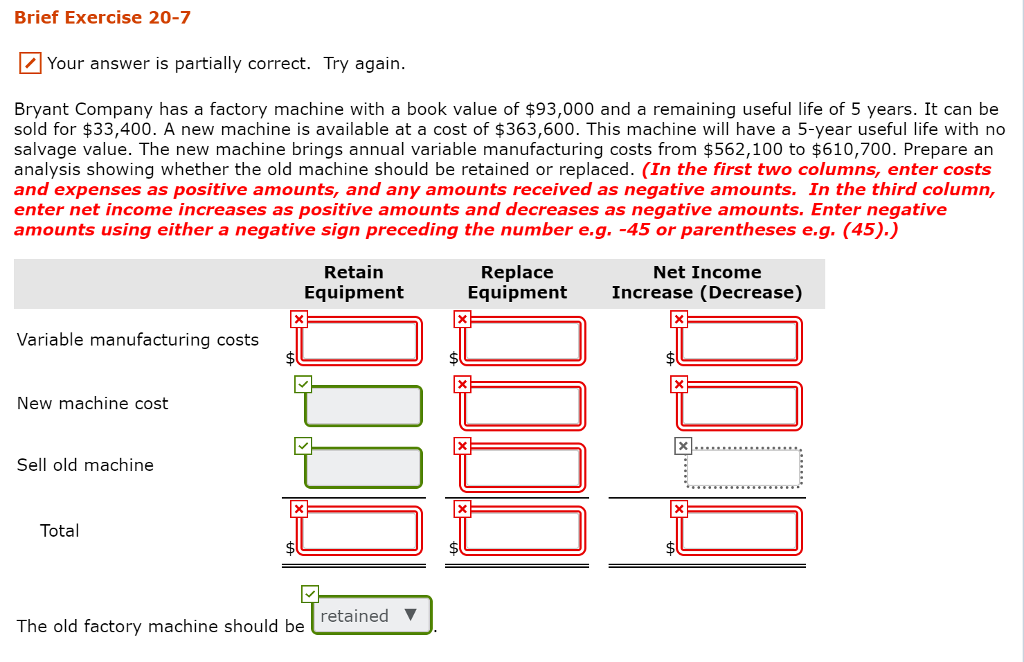 Solved Brief Exercise 20-7 Your answer is partially correct. | Chegg.com