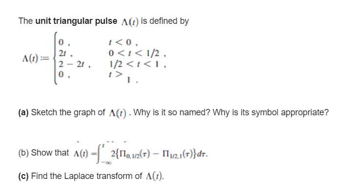 Solved The unit triangular pulse Aft) is defined by 0. 21, | Chegg.com