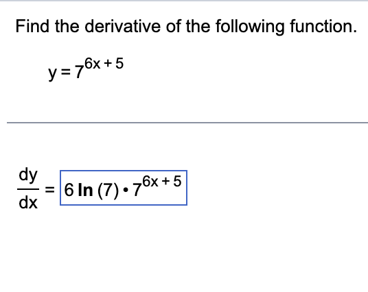 Solved Find The Derivative Of The Following Function