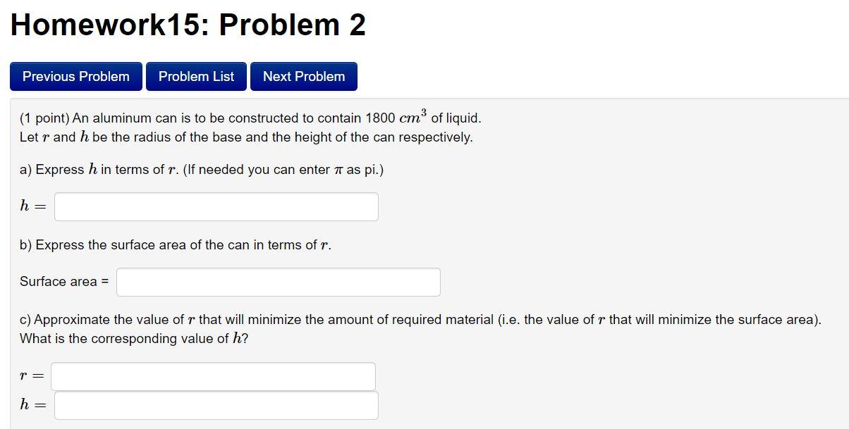 Solved Homework15: Problem 2 Previous Problem Problem List | Chegg.com
