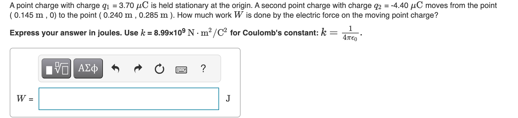 Solved A point charge with charge \\( q_{1}=3.70 \\mu | Chegg.com