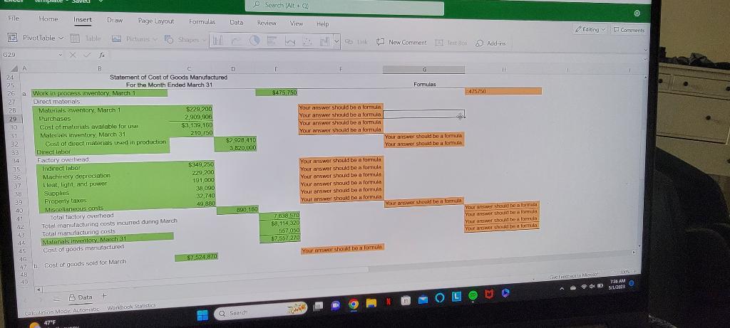 I need to know how to write the formulas for | Chegg.com