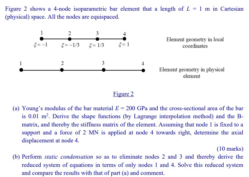 Figure 2 ﻿shows a 4-node isoparametric bar element | Chegg.com