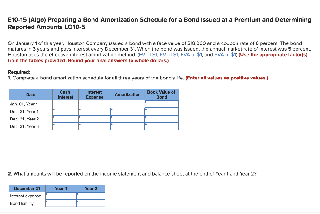 Solved E10-15 (Algo) Preparing a Bond Amortization Schedule | Chegg.com