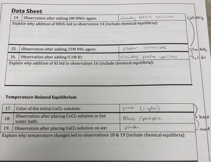 Solved Color-Change Equilibria 1. Color of the initial CusO4 | Chegg.com