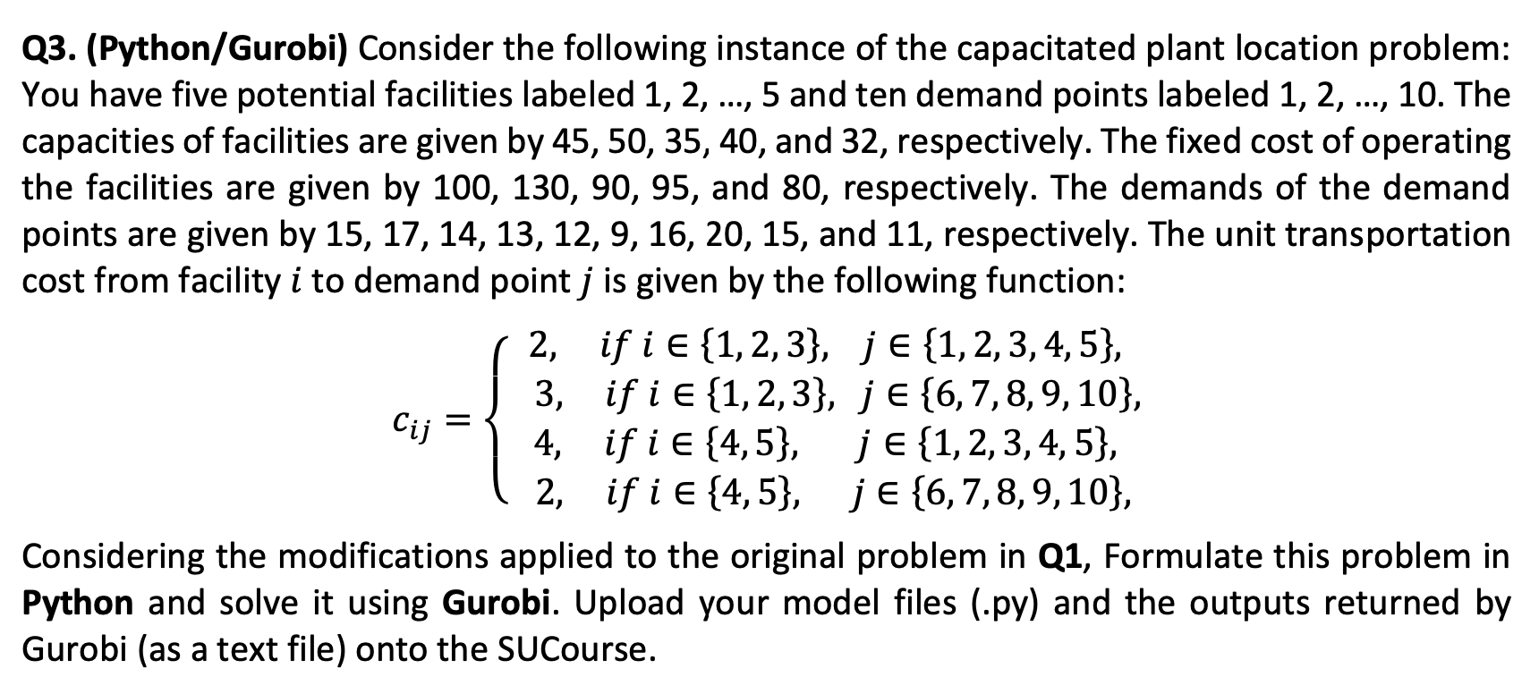 Solved Q3 Pythongurobi Consider The Following Instance 9536