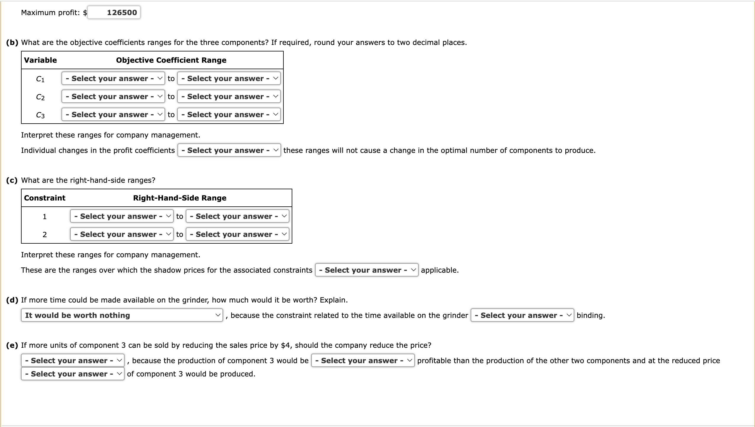 Solved (b)What are the objective coefficients ranges for the | Chegg.com