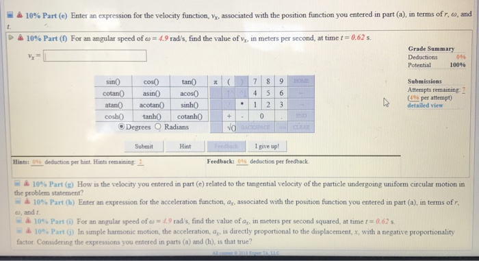 Solved (11%) Problem S: Consider a particle moving in unfomn | Chegg.com