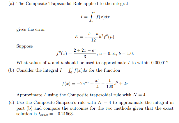 Solved (a) The Composite Trapezoidal Rule applied to the | Chegg.com