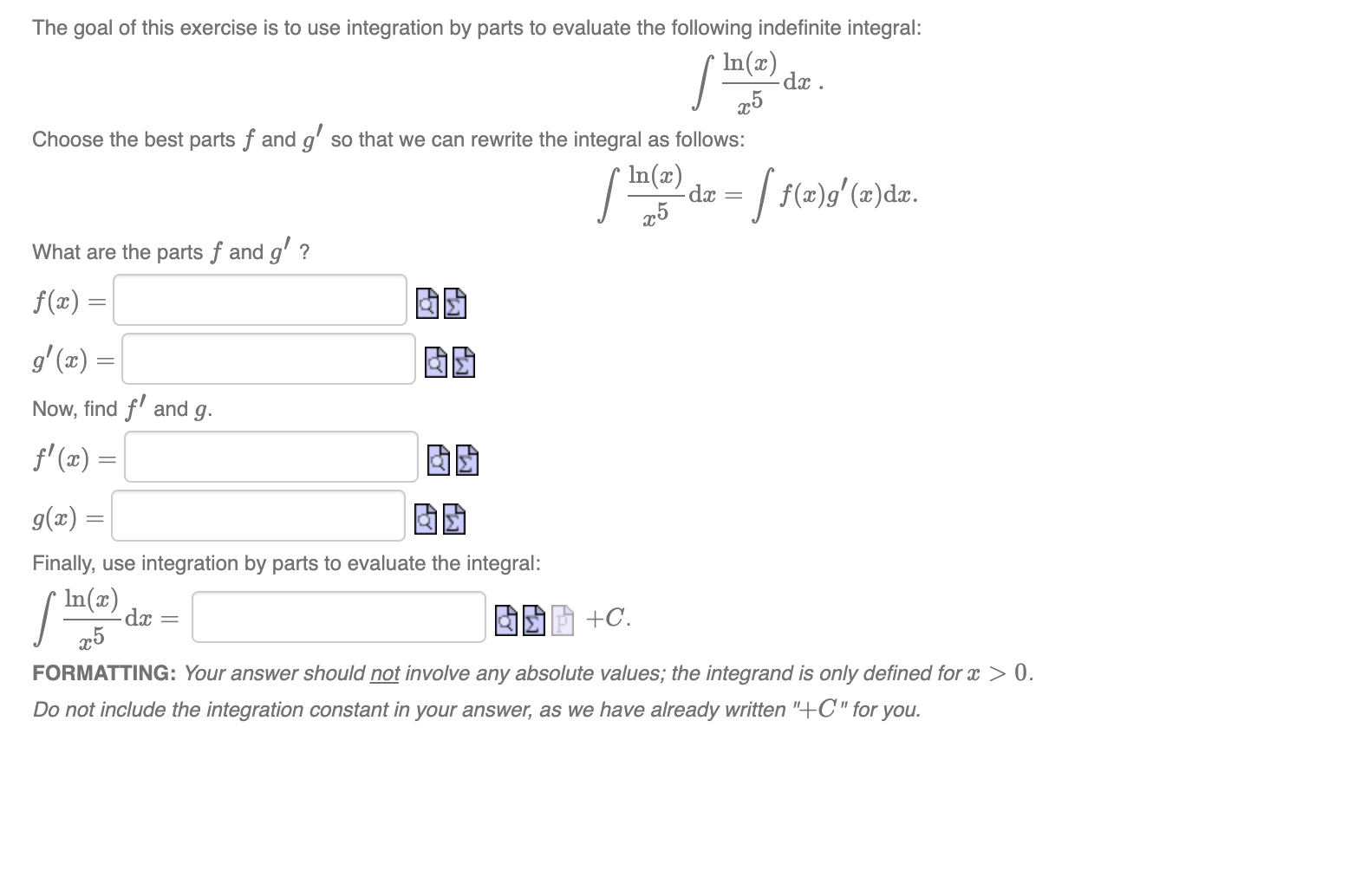 Solved The goal of this exercise is to use integration by | Chegg.com