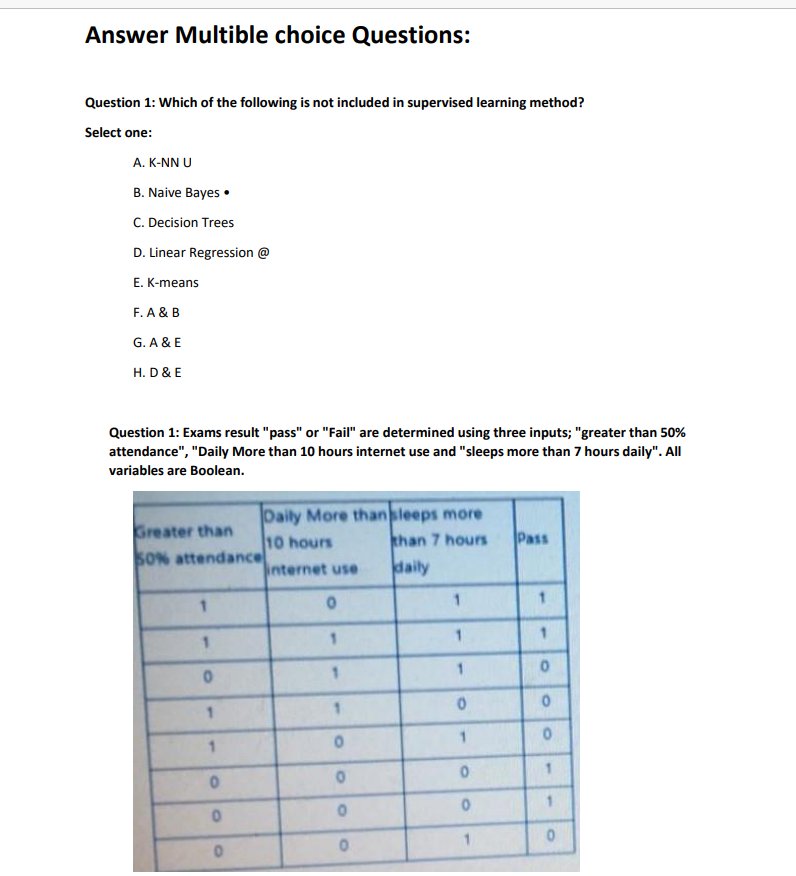 Solved Answer Multible choice Questions: Question 1: Which | Chegg.com