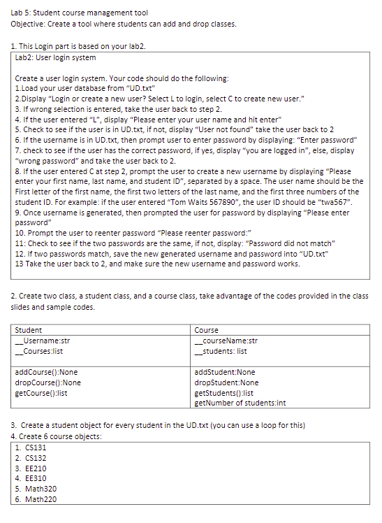 Solved Lab 5: Student course management tool Objective: | Chegg.com