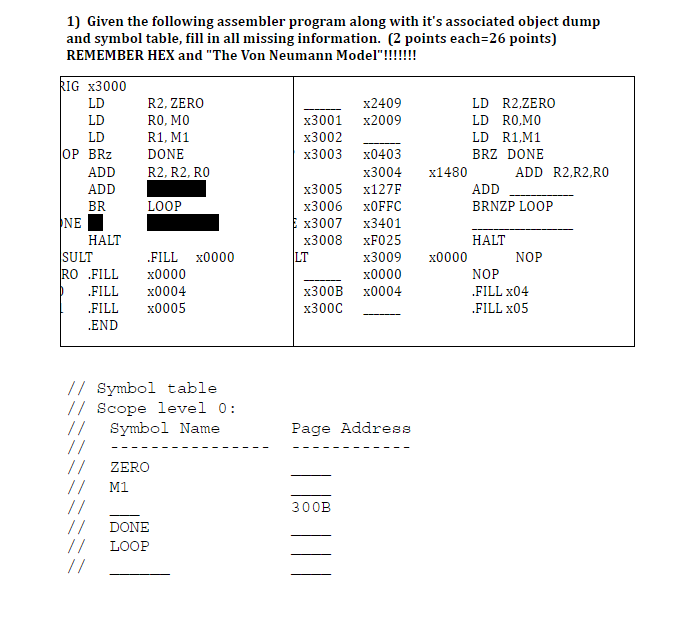1 Given The Following Assembler Program Along With 