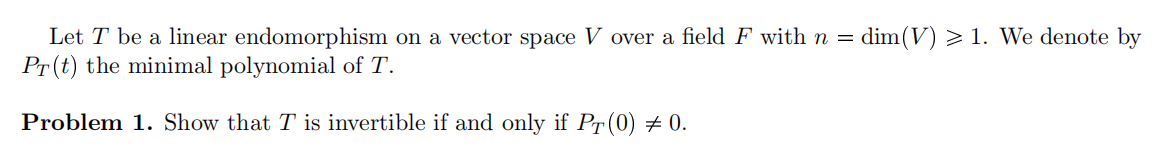 Solved Let T be a linear endomorphism on a vector space V | Chegg.com