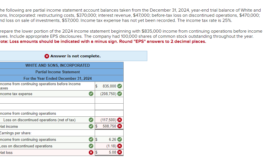 Solved he following are partial income statement account | Chegg.com