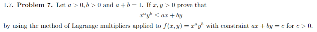 Solved Use Lagrange multipliers to prove this inequality. | Chegg.com
