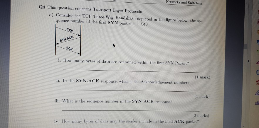 Solved Networks and Switching Q4 This question concerns | Chegg.com