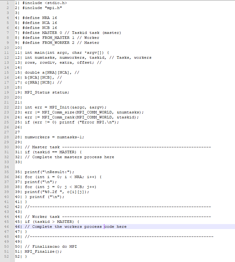 Complete the code below, including the Master process | Chegg.com
