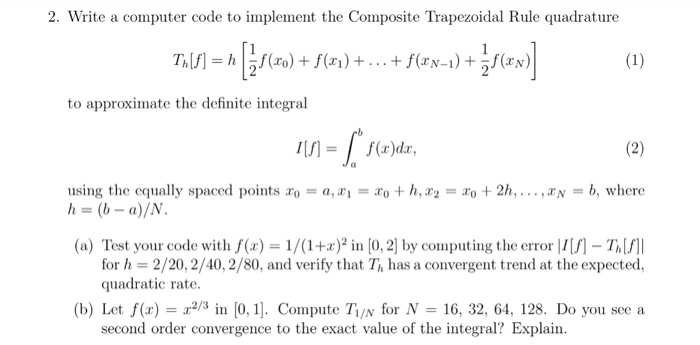 Solved 2. Write a computer code to implement the Composite | Chegg.com
