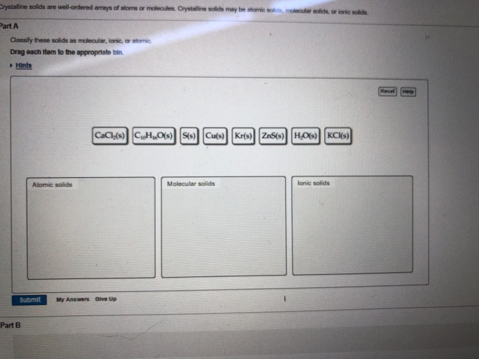Solved art A Classify these solids as molecular, ionic, or | Chegg.com