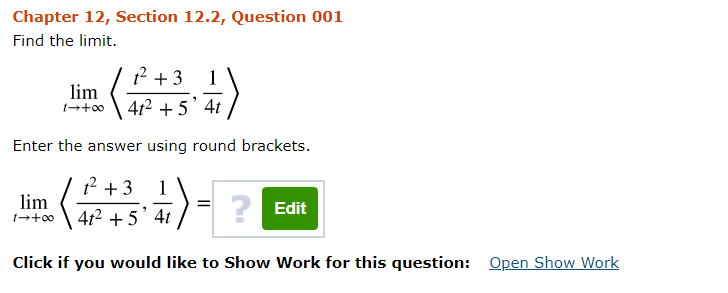 Solved Chapter 12, Section 12.2, Question 001 Find the | Chegg.com