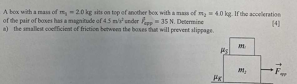 Solved A box with a mass of mı = 2.0 kg sits on top of | Chegg.com