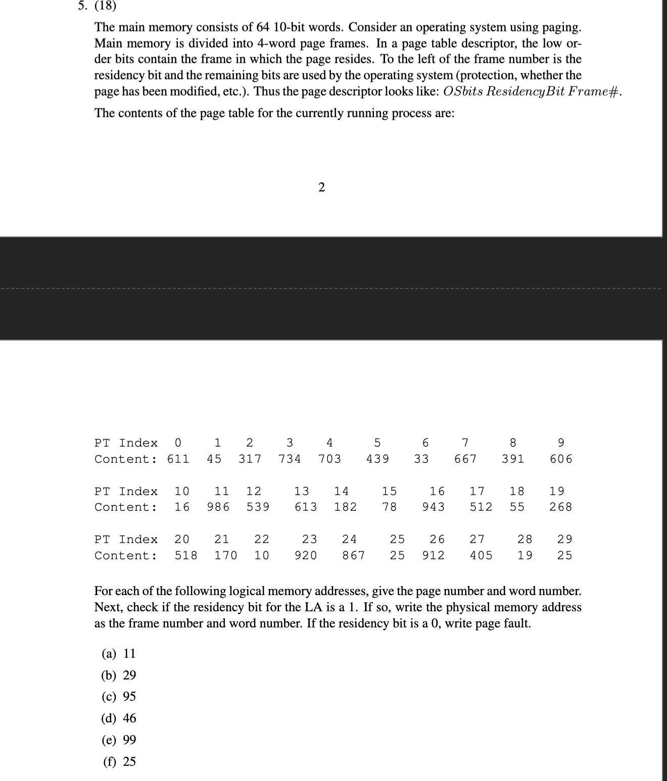 Solved 5. (18) The main memory consists of 64 10-bit words. | Chegg.com