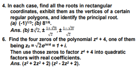 Solved 4. In each case, find all the roots in rectangular | Chegg.com