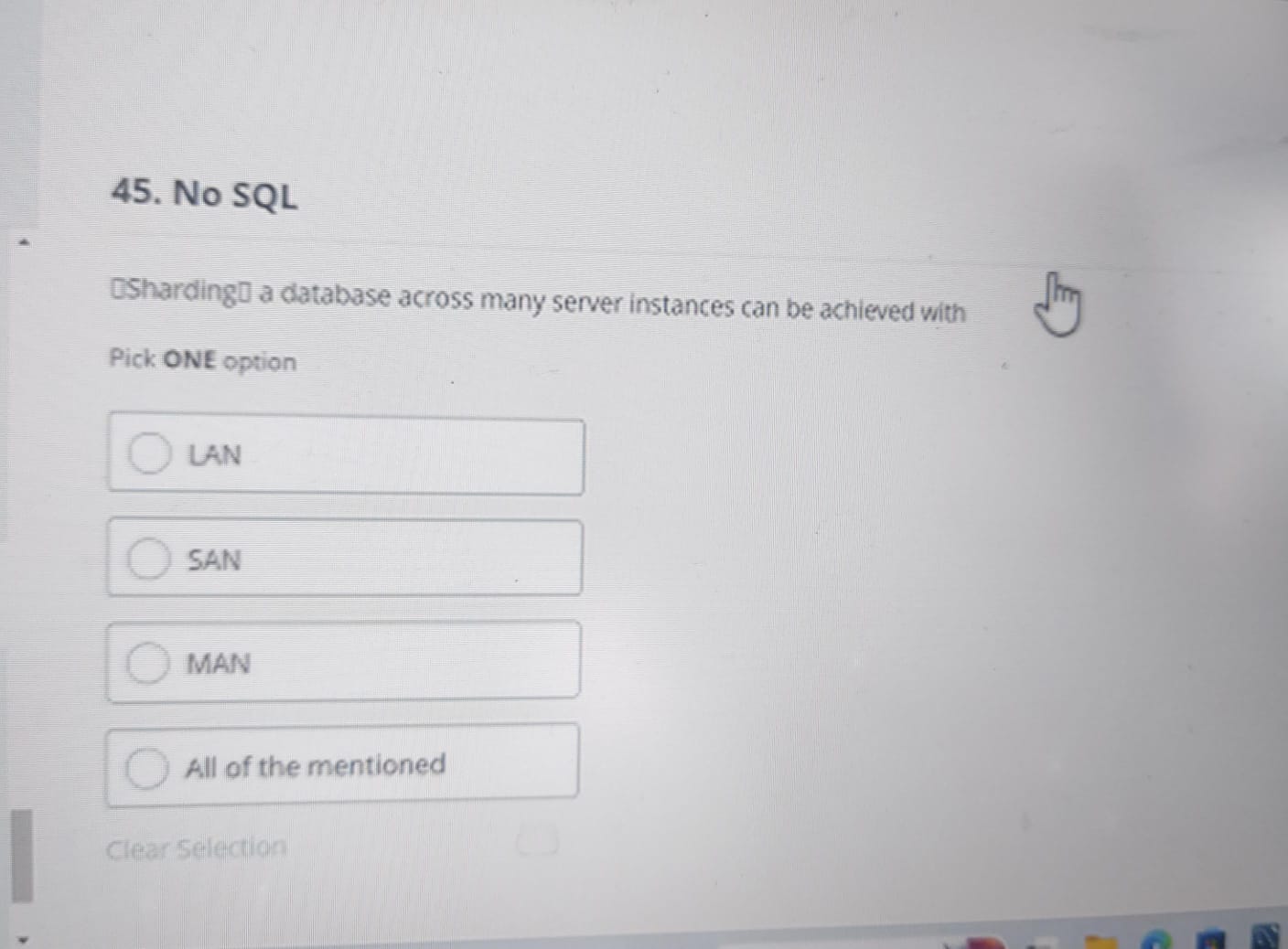 Solved No SQLOShardingD a database across many server | Chegg.com