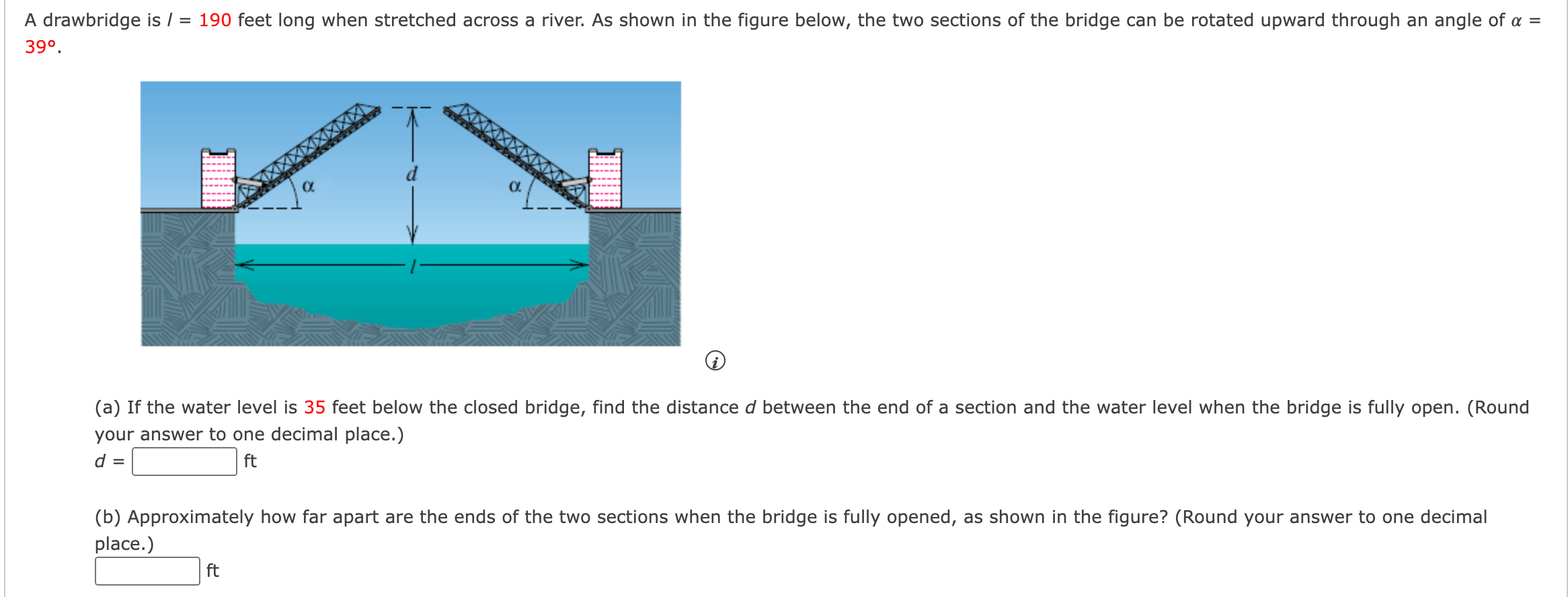 Solved wbridge is I=190 feet long when stretched across a | Chegg.com