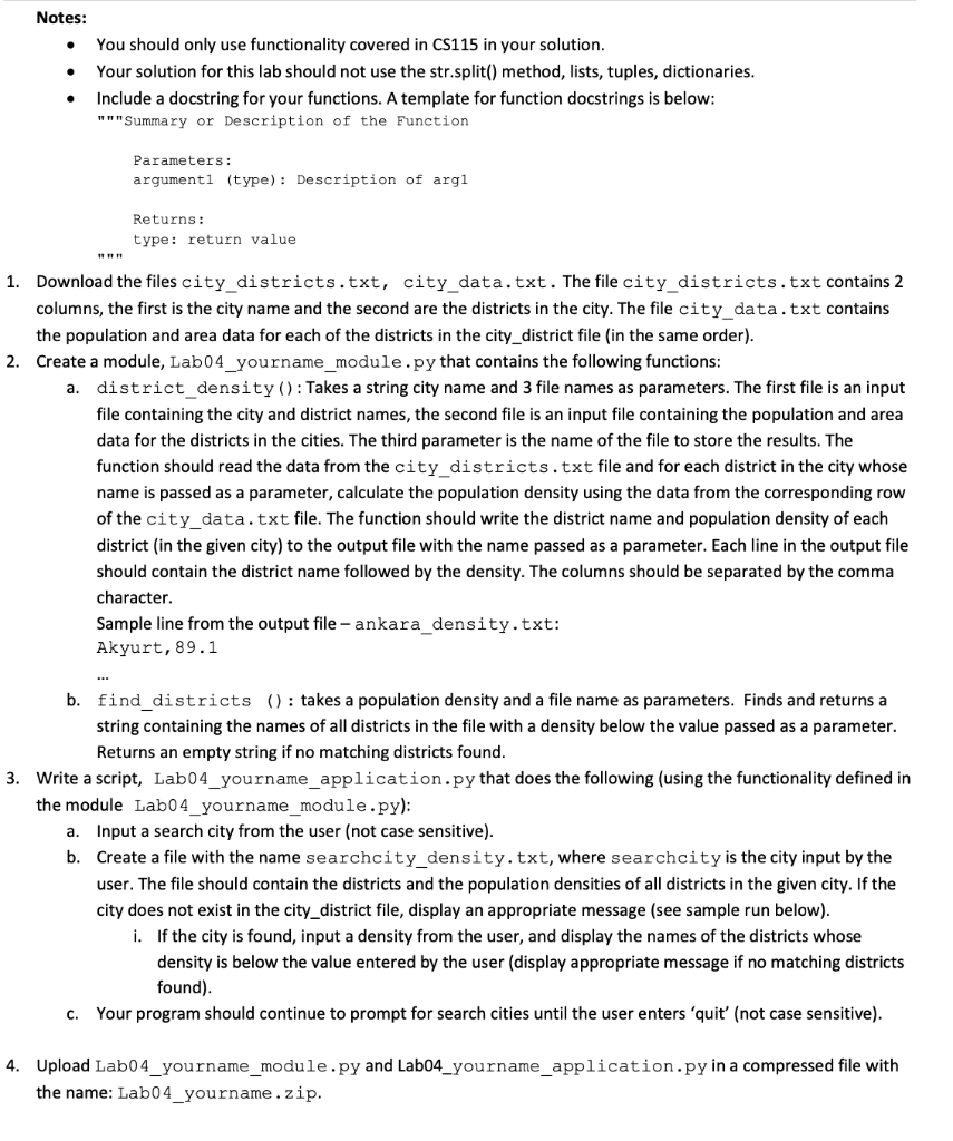 Notes: You should only use functionality covered in | Chegg.com