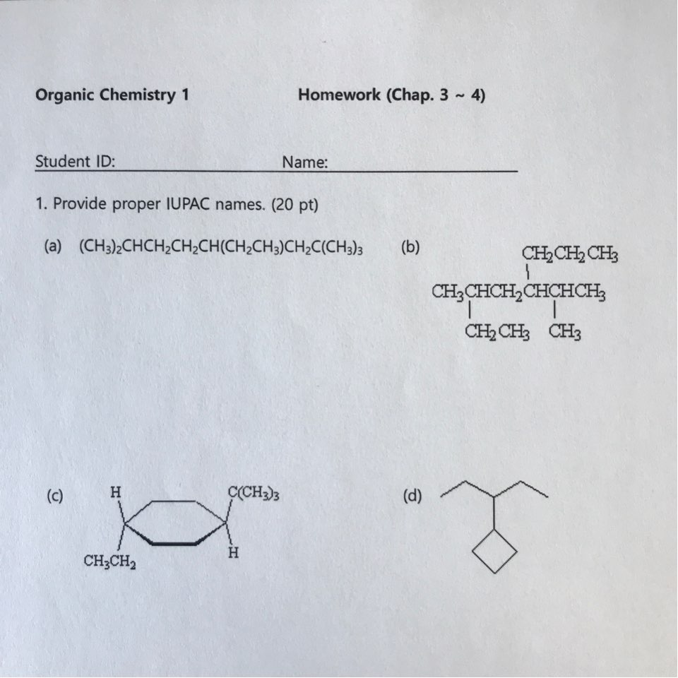 Solved Organic Chemistry 1 Homework (Chap. 34) Student ID: | Chegg.com