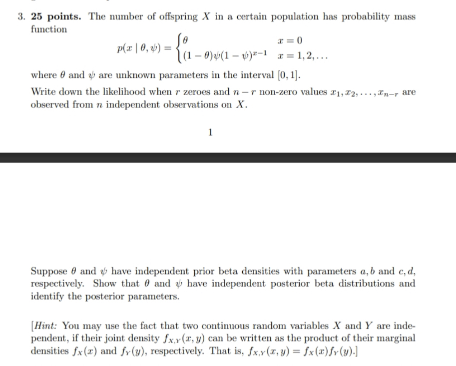 Solved 25 points. The number of offspring X in a certain | Chegg.com