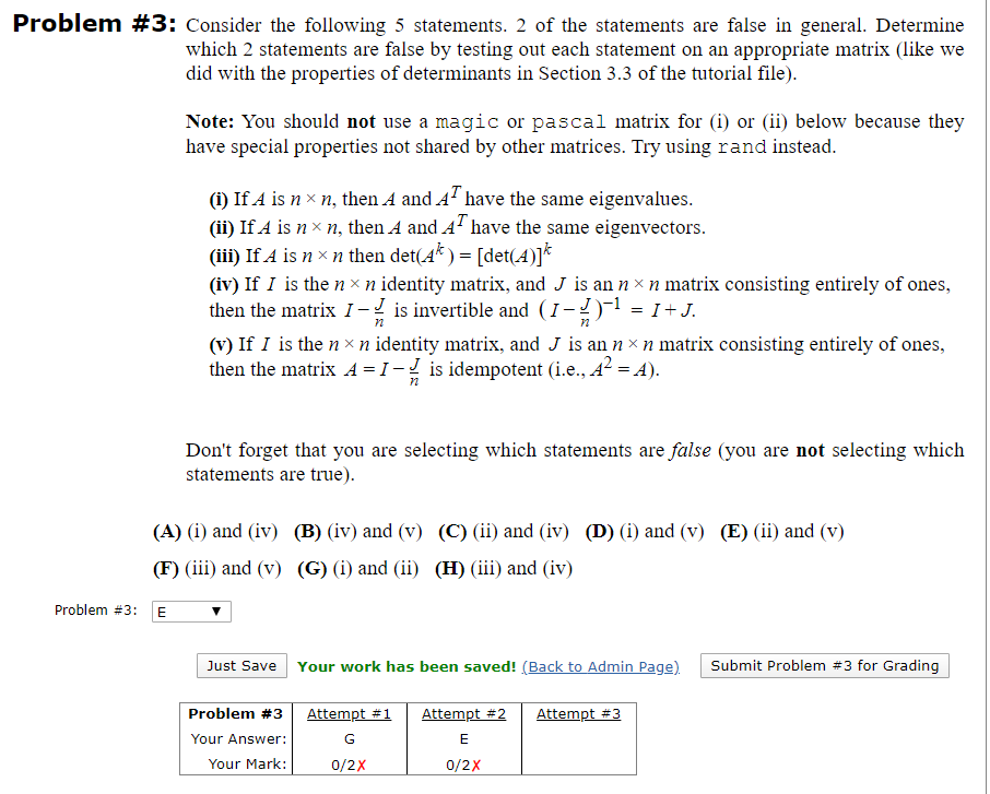 Solved: Problem #3: Consider The Following 5 Statements. 2... | Chegg.com