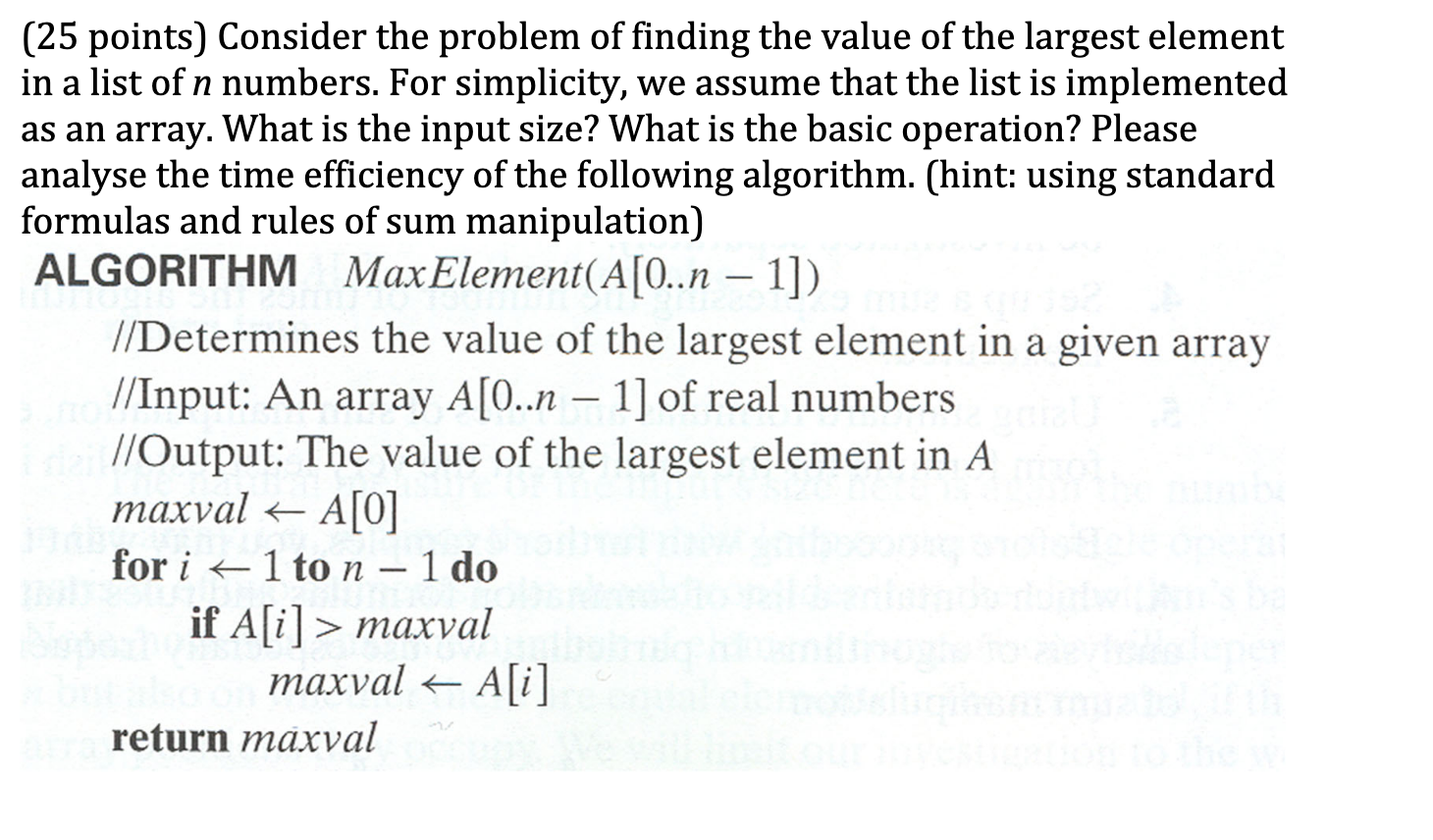 Solved (25 points) Consider the problem of finding the value | Chegg.com