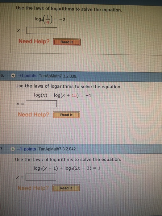 Solved Use the laws of logarithms to solve the equation. | Chegg.com
