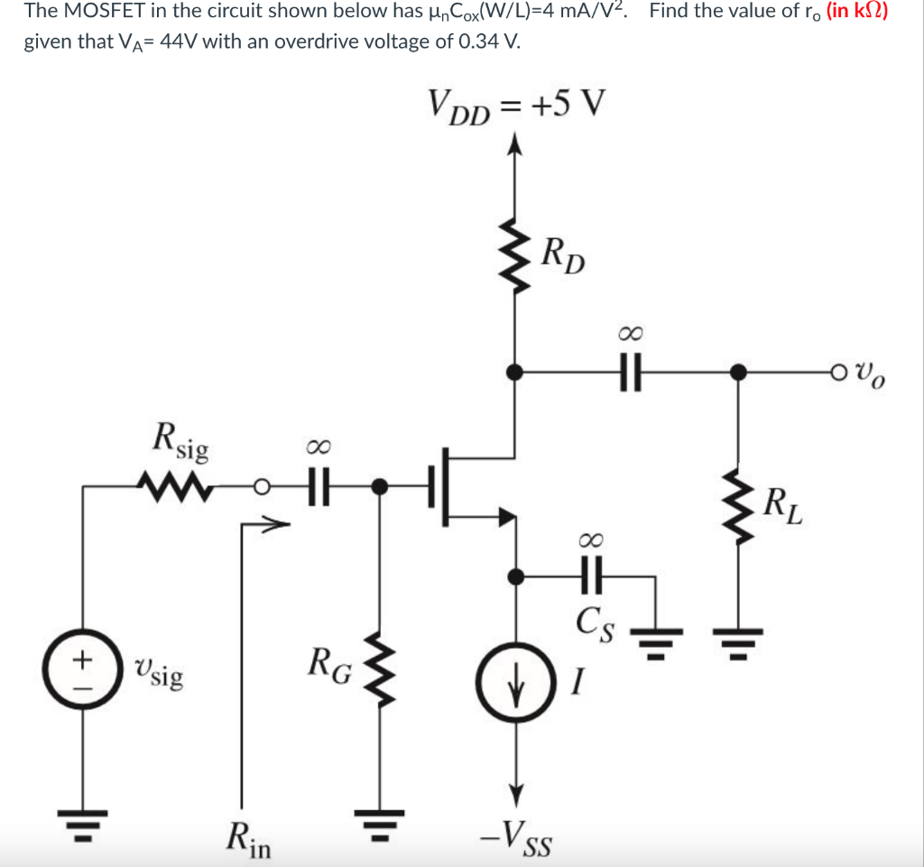 Solved The MOSFET in the circuit shown below has | Chegg.com