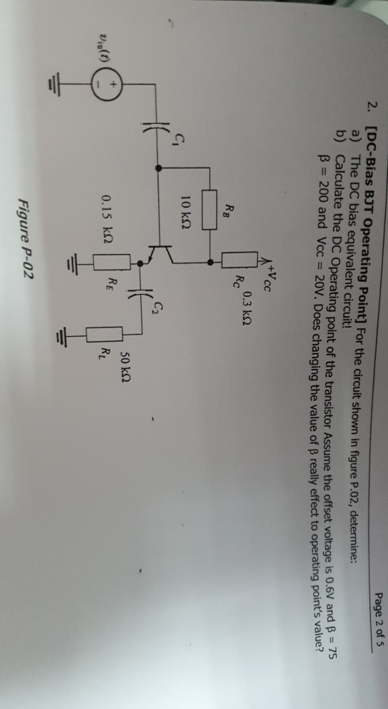 Solved Page 2 of 5 2. [DC-Bias BJT Operating Point] For the | Chegg.com