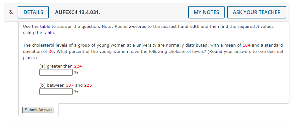 Solved 3. DETAILS AUFEXC4 13.4.031. MY NOTES ASK YOUR | Chegg.com