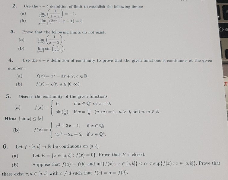 Solved Use the e- 8 definition of limit to establish the | Chegg.com
