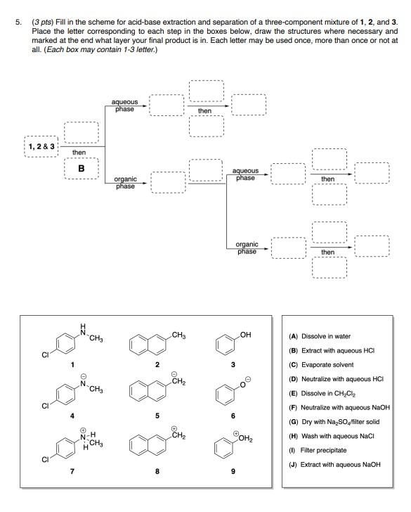 Solved 5. (3 pts) Fill in the scheme for acid-base | Chegg.com