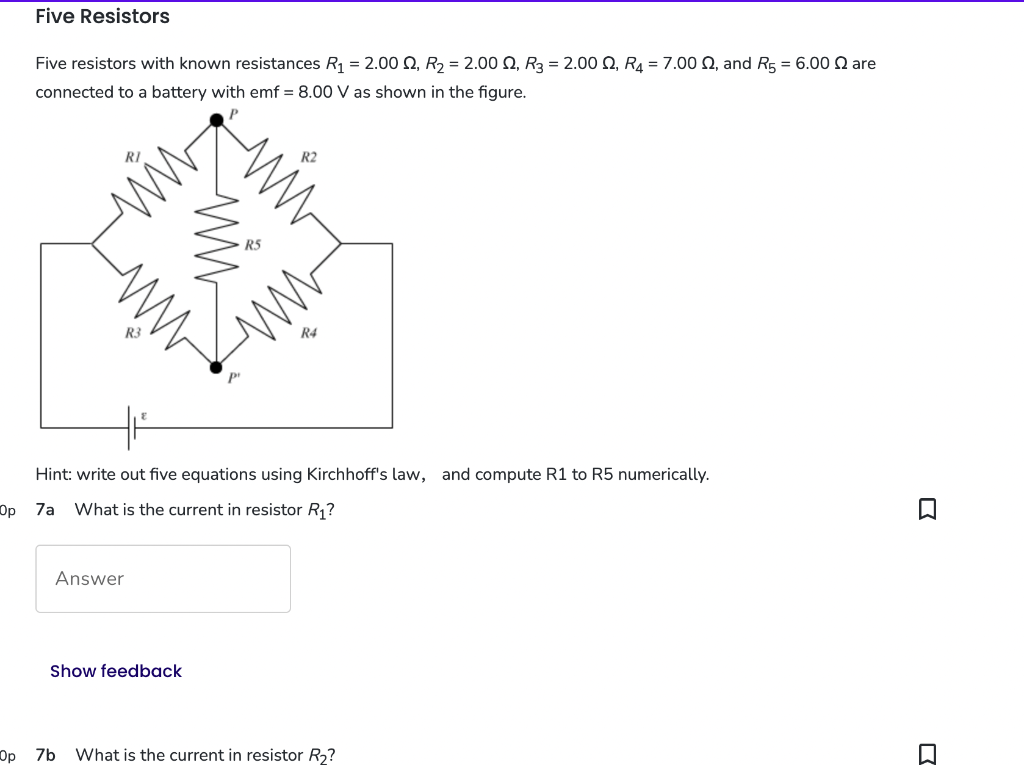 Solved 7a What is the current in resistor R1? What is the | Chegg.com