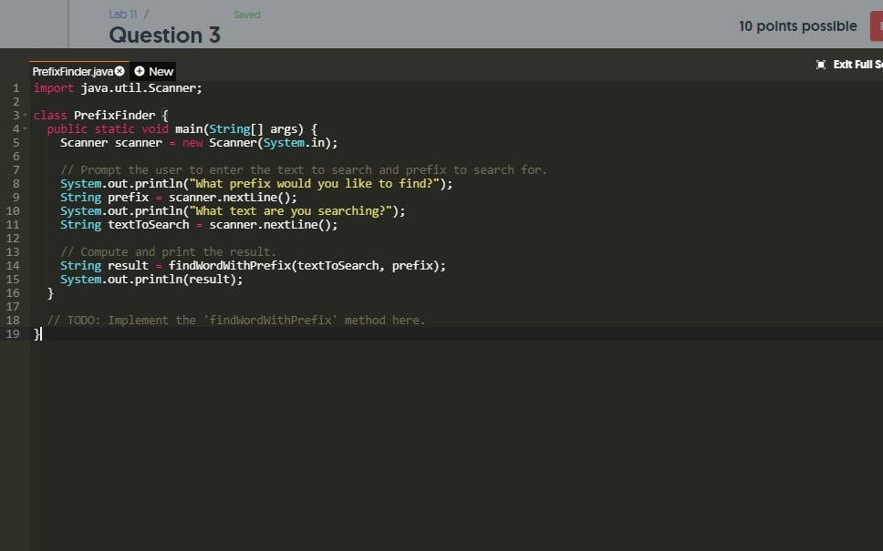 Solved Lab 11 / Sav 10 polnts posslble Question 5 Exit Full | Chegg.com