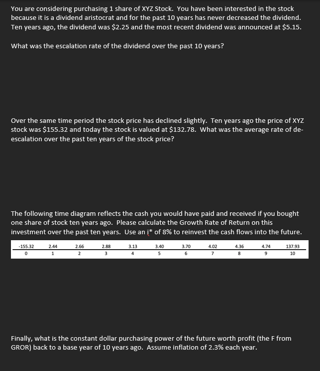 Solved You are considering purchasing 1 ﻿share of XYZ Stock. | Chegg.com