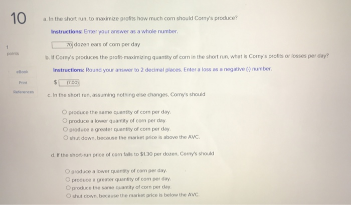 Solved The table below shows the daily costs of Corny's Corn | Chegg.com