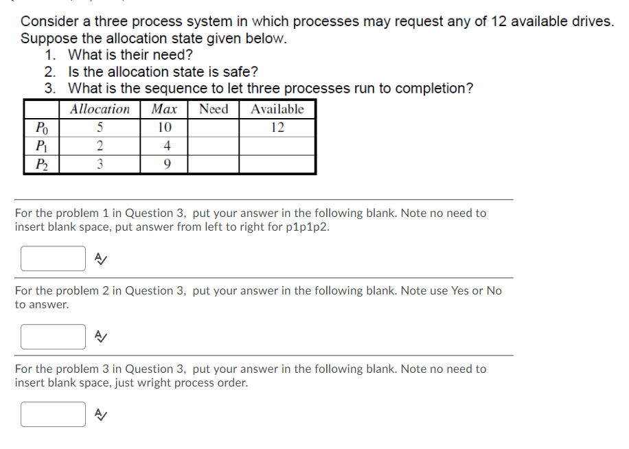 Consider a three process system in which processes | Chegg.com