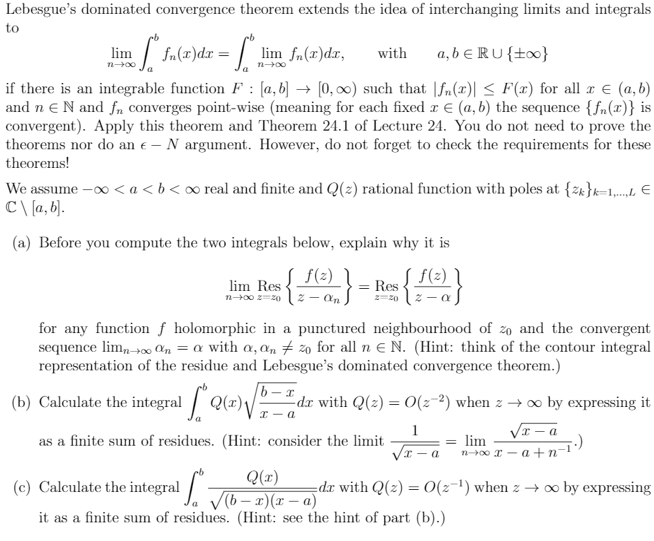 Solved Lebesgue's dominated convergence theorem extends the | Chegg.com