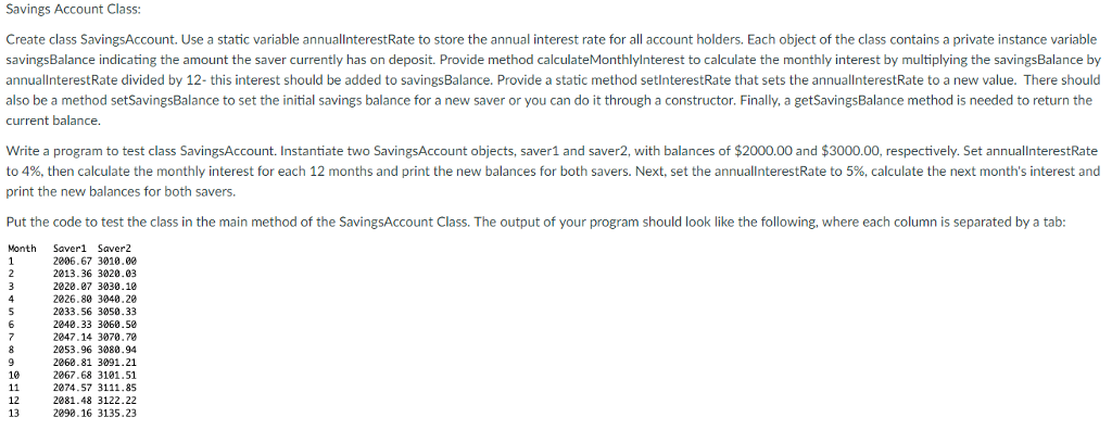Solved Savings Account Class Create Class Savingsaccount