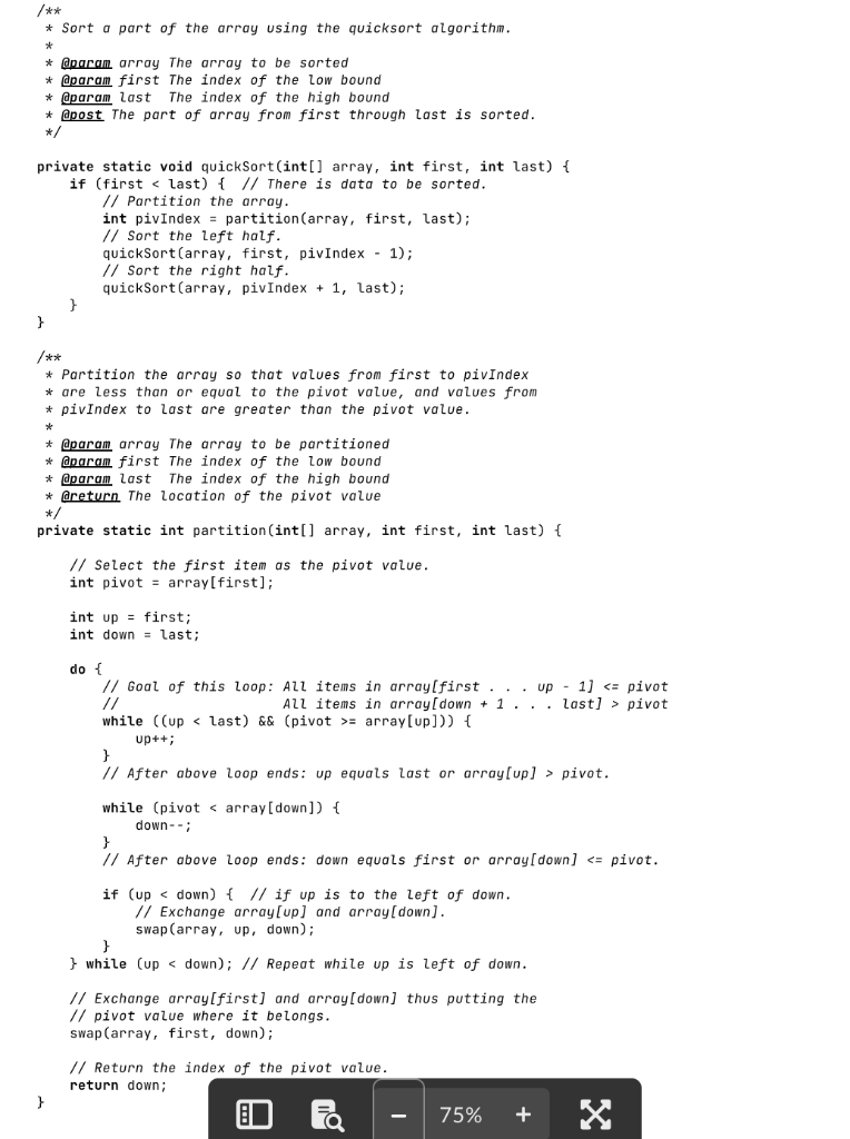 Solved 1. Using the quicksort algorithm discussed in class, | Chegg.com